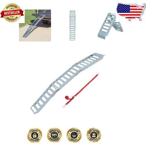 Space-Saving Tri-Fold Ramp with Adjustable Safety Straps for Heavy ...