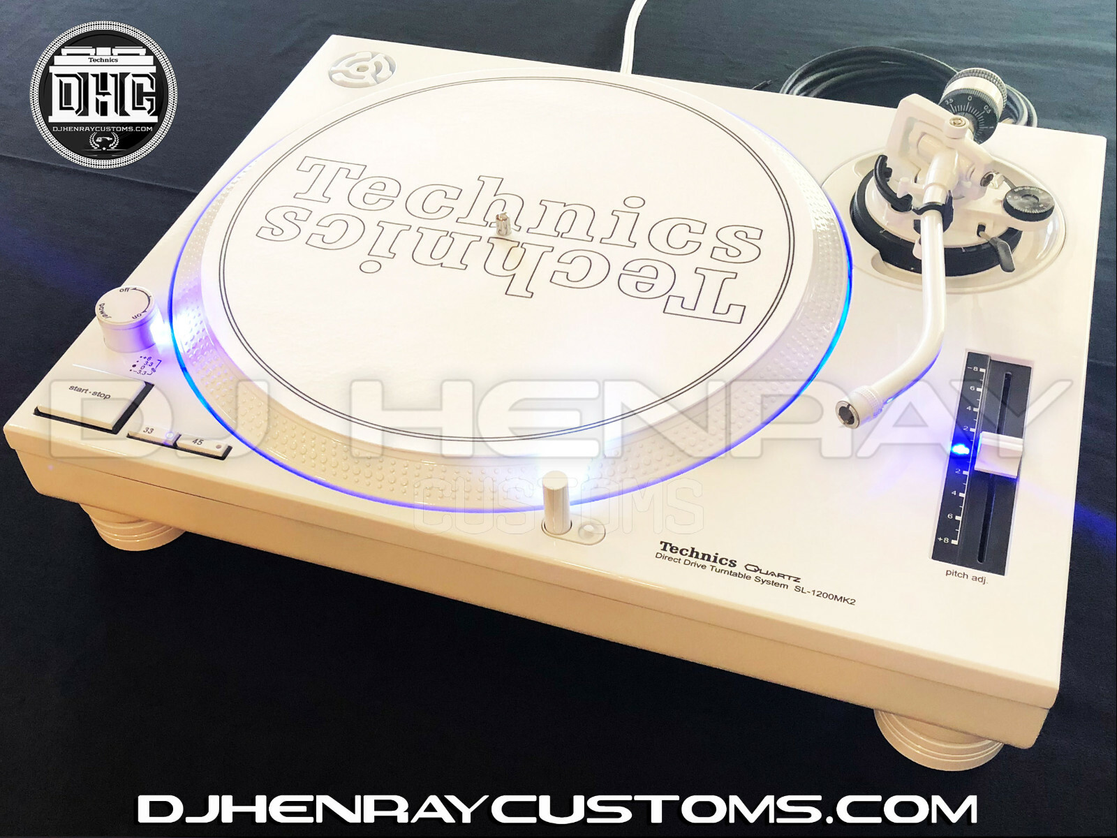 1 custom white powder coated Technics SL1200 mk2 with blue leds Halos ...