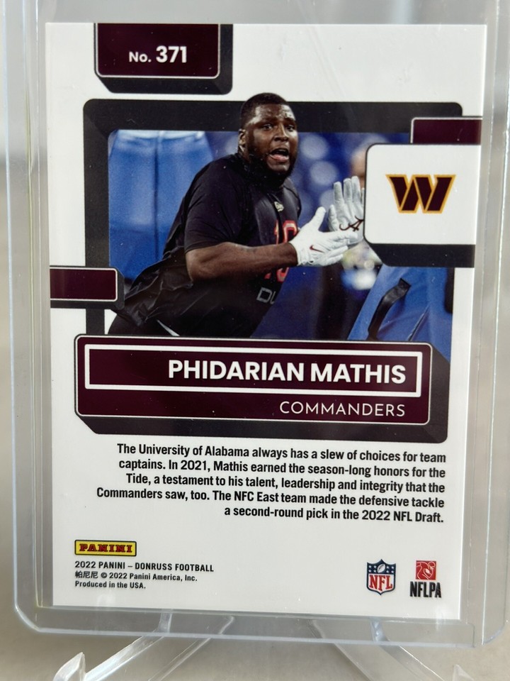 Phidarian Mathis 2022 Donruss Press Proof Premium Gold I15 RC #371 ...