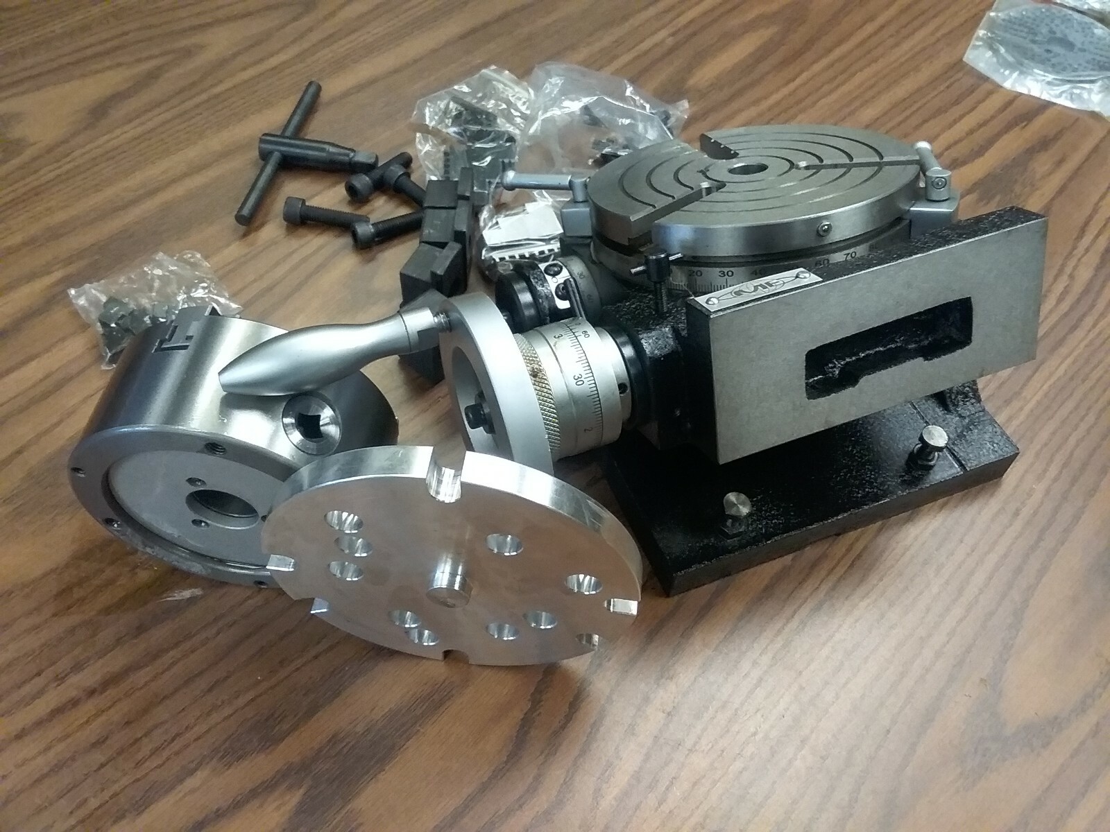 6" TILTING ROTARY TABLE, heavy duty, Centering adapter & 5" chuck #TSK ...