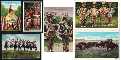 SIX Vintage Linen Western Postcards Cowboy Native American Papoose ...