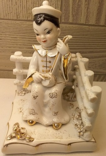 VTG GEO. Z. LEFTON 1956 CHINESE MUSICIAN 6" TALL BOOK END 4''X4 ...