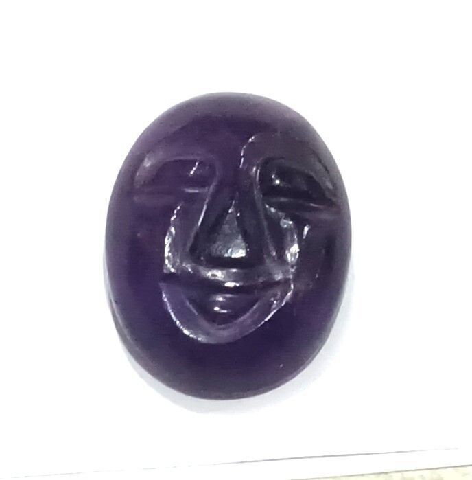 39.50 Cts-Oval Shape Loose Natural Purple Amethyst Face Carved Cabochon ...
