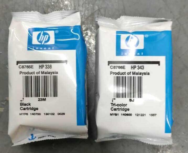 HP 343 & HP 338 Black & Colour Ink Cartridges C8765E C8766E - Genuine ...