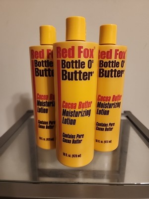 3x Red Fox Bottle O’Butter Cocoa Butter Moisturizing Lotion Creme 16 fl ...
