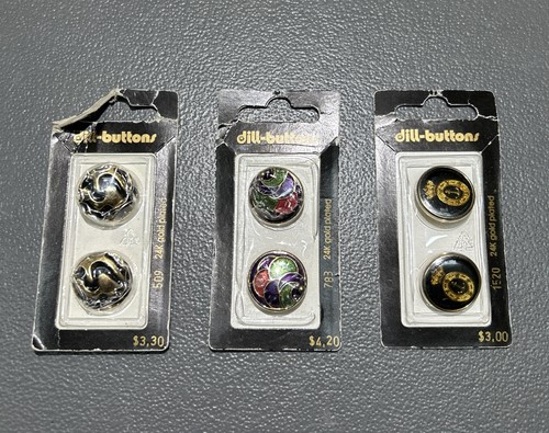 3x Dill-Buttons 24K Gold Plated Round Size Style 509 783 1520 Germany ...