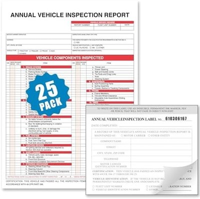 Vehicle Inspection Report Forms Carbonless Vinyl Label Set | eBay
