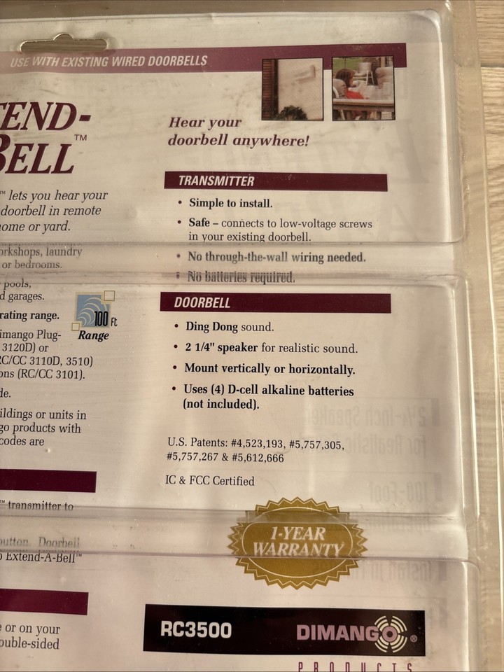 Dimango Battery Extend-A-Bell RC3500 5-Year Battery Life - New/Factory ...