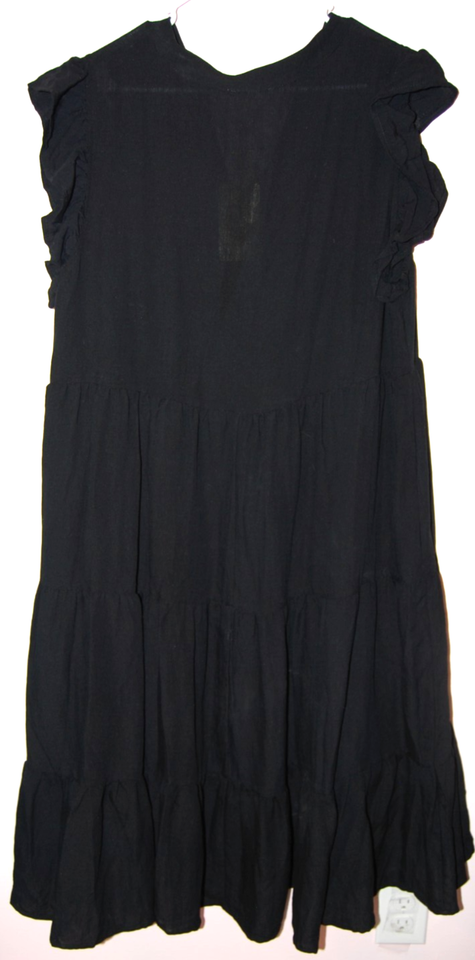 Entro NWT Anthropologie Black Midi Dress Tiered Ruffle Lined Casual SZ ...