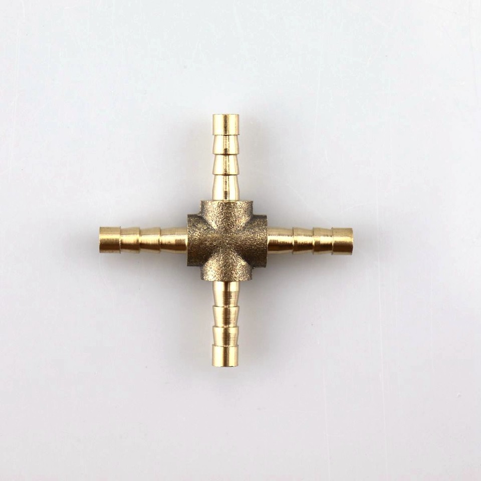 4X (1/8") 4mm HOSE BARB 4 WAY Cross Brass Pipe Fitting Thread Gas Fuel ...