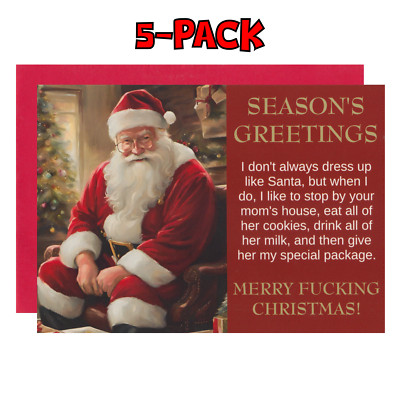 5-Pack Naughty Crude Funny Christmas Cards Santa Gives Your Mom Special ...
