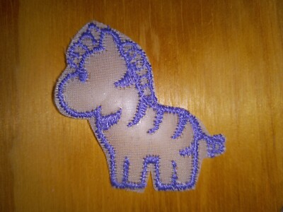 New Horse Pony Patch Clear White & Purple Trim Small Cute Kids Farm ...