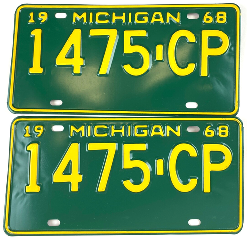 Vintage 1968 Michigan Commercial Truck License Plate Set 1475-CP Decor ...