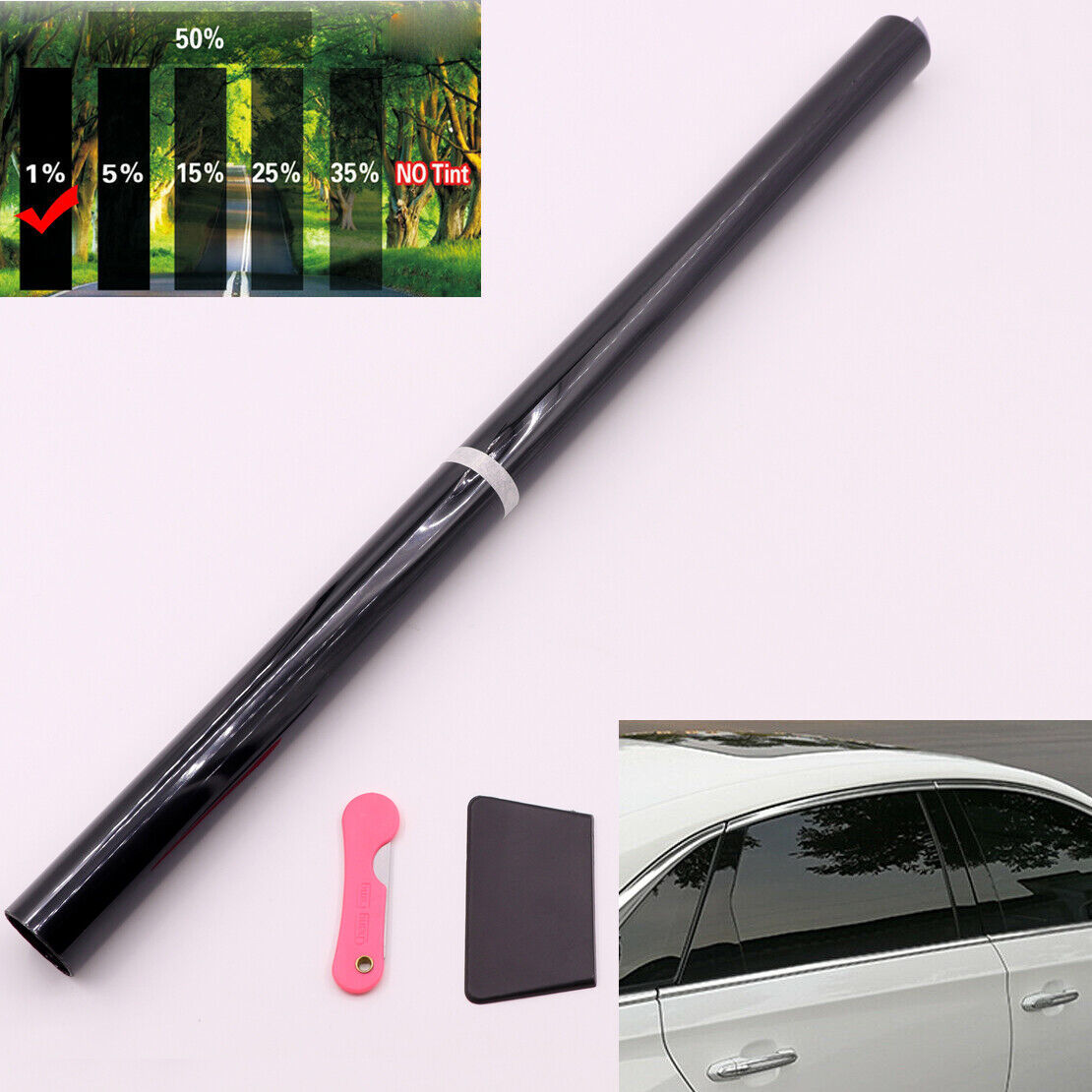 50cmx3m 1 Vlt Black Pro Car Home Glass Window Tint Tinting Film Roll