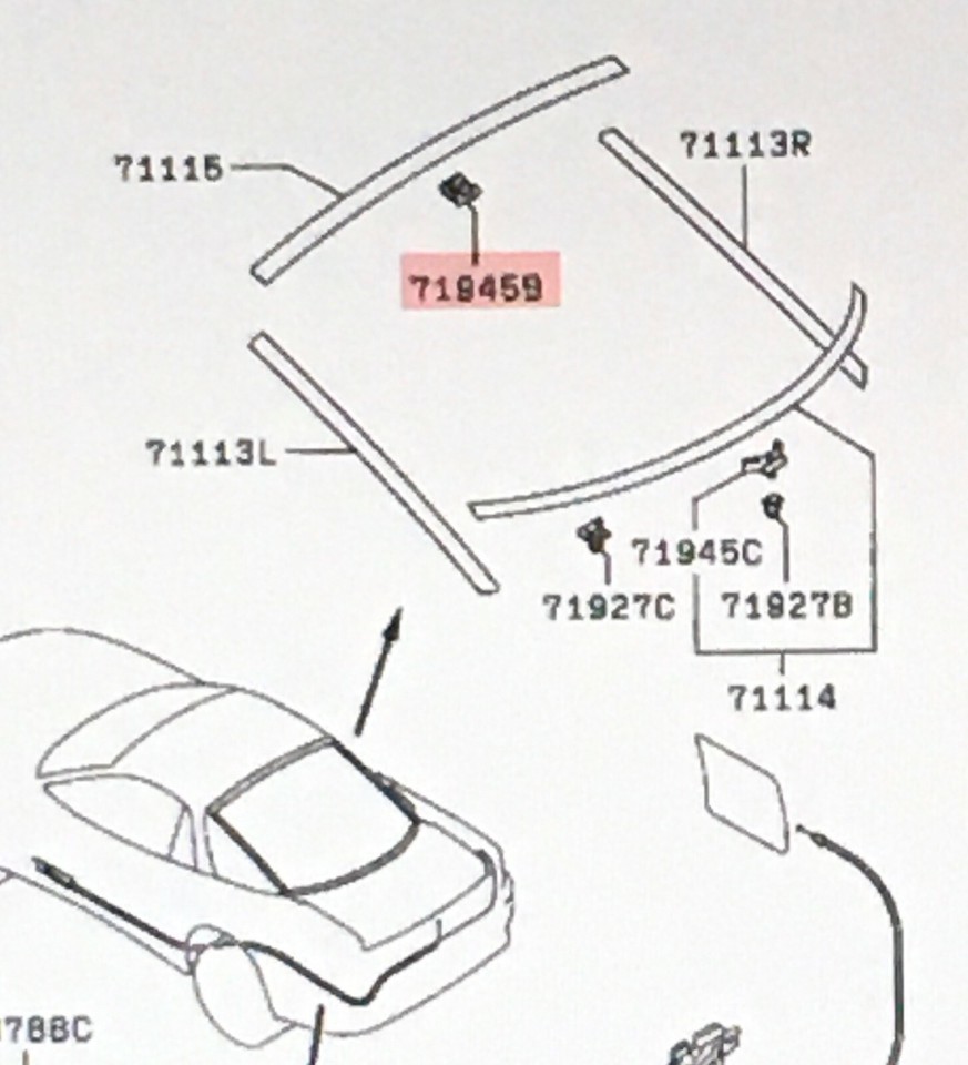Genuine Mitsubishi Upper Tailgate Hatch Glass Reveal Molding CLIPS ...