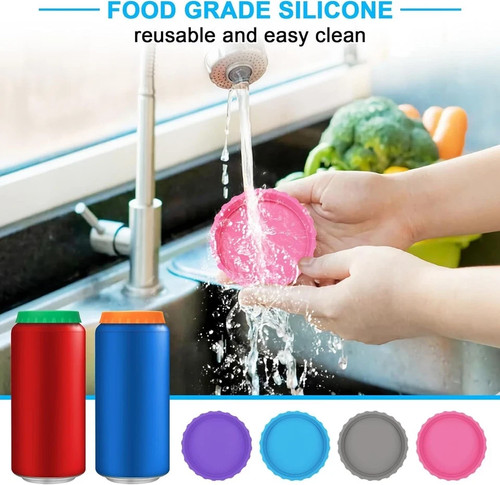 6 Pack Silicone Soda Can Cover Top Lid Beer Beverage Juice Drink ...
