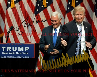 DONALD TRUMP AND MIKE PENCE SIGNED AUTOGRAPH 8x10 RPT PHOTO US ...