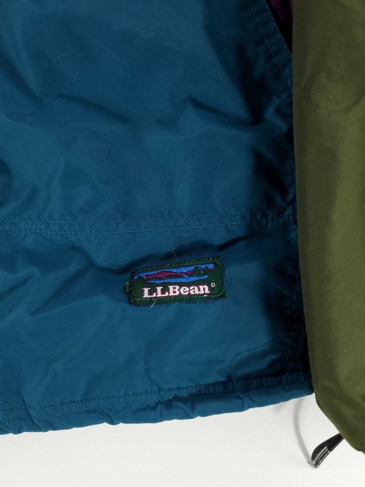 LL Bean VTG 90s Anorak Jacket Pullover Aztec Hooded Green Thinsulate ...