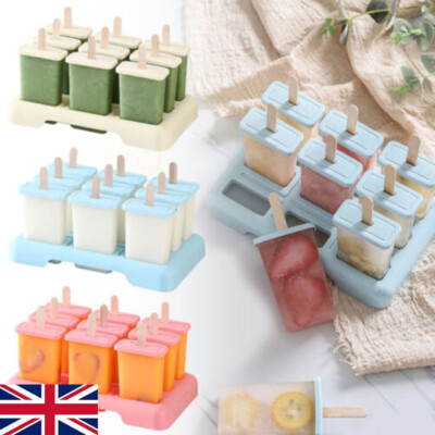 9x Ice Lolly Cream Maker Mold Tray DIY Popsicle Mould Yogurt Icebox ...