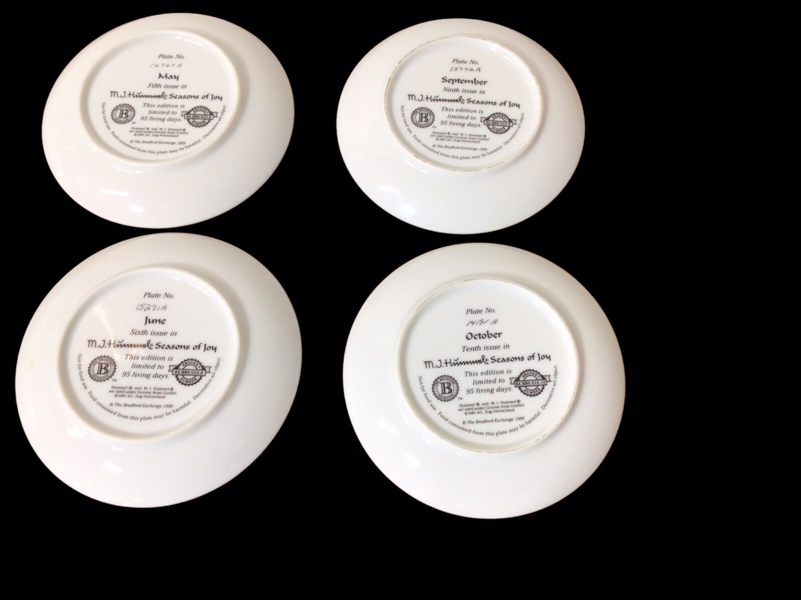 VTG M.J. Hummel Seasons of Joy Perpetual Wood Calendar Tiles, 12 Plates ...