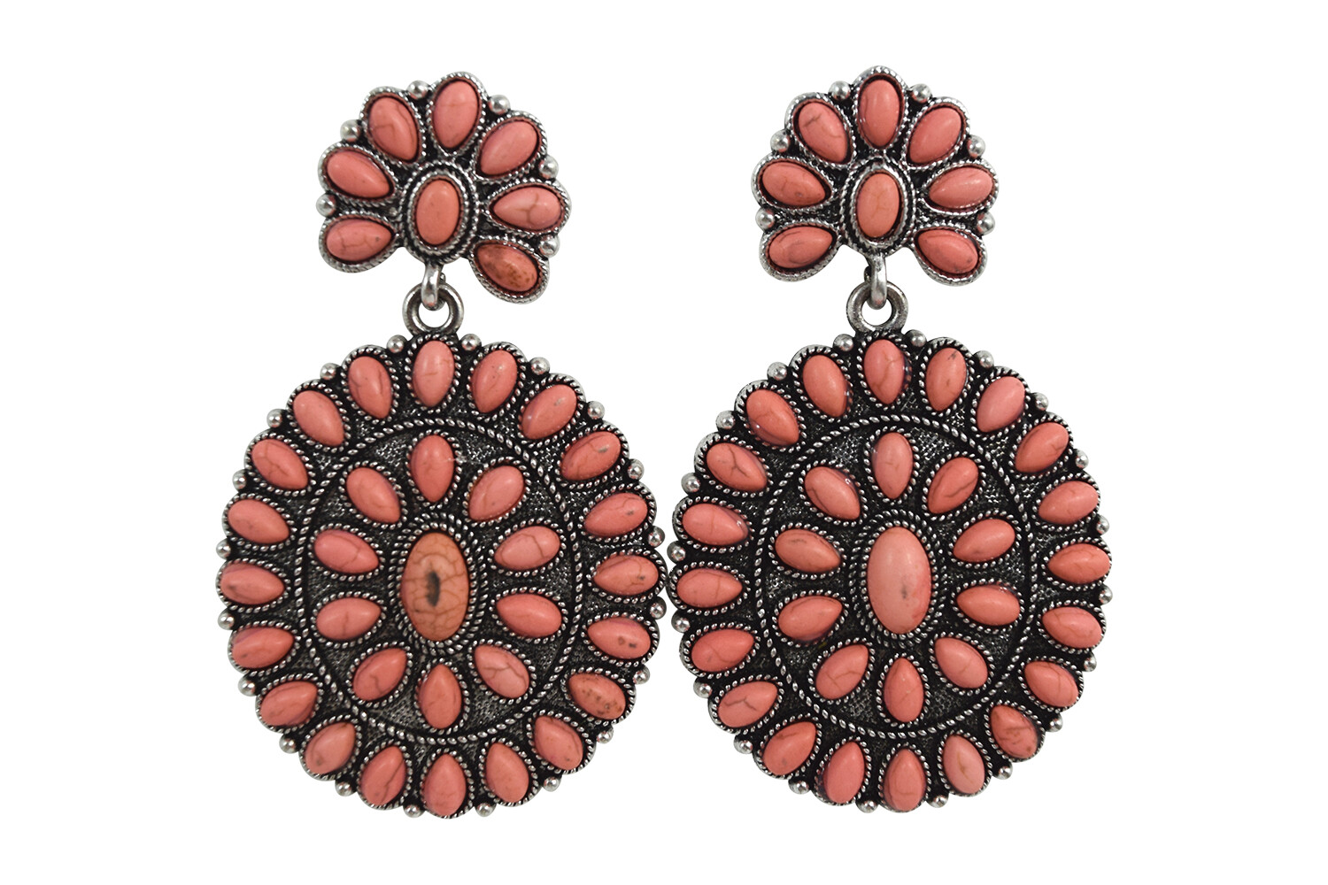 Western Concho Oversized Squash Blossom Dangle Earrings, Large Concho ...