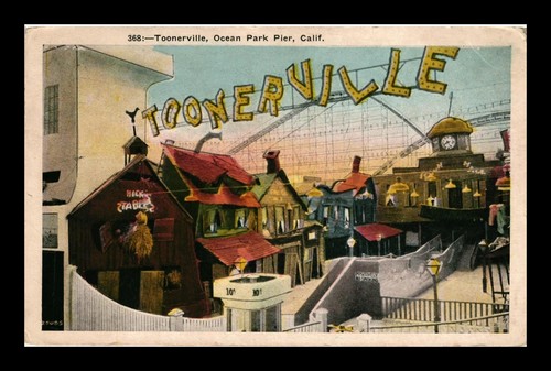 LINEN UNPOSTED POSTCARD TOONERVILLE OCEAN PARK PIER CALIFORNIA | eBay