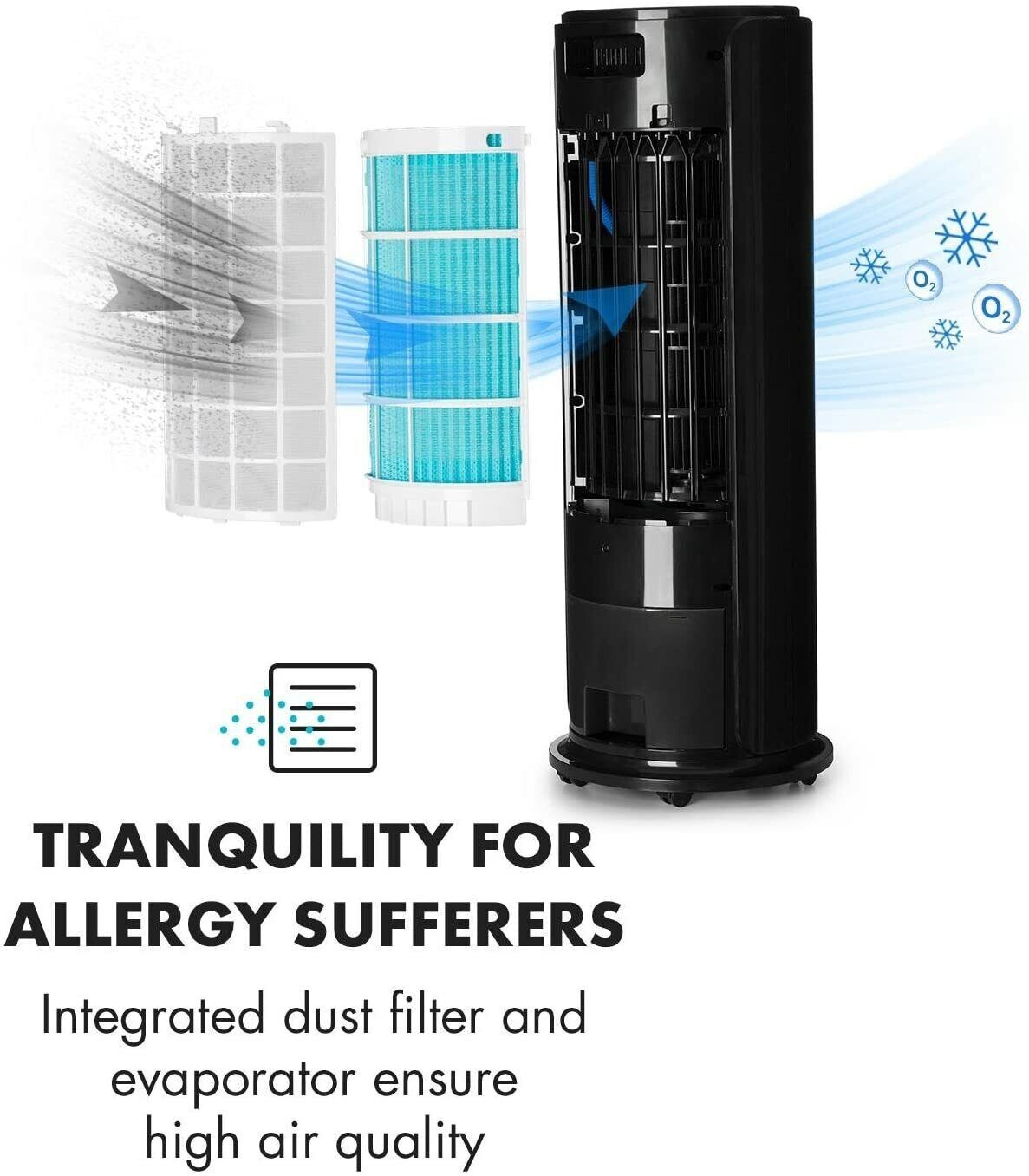 Klarstein Skyscraper 3-in-1 Quiet Oscillating Air Cooler Humidifier ...