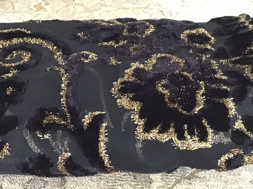 Evening Gold Embroidered Velvet Shawl 45 “ | eBay