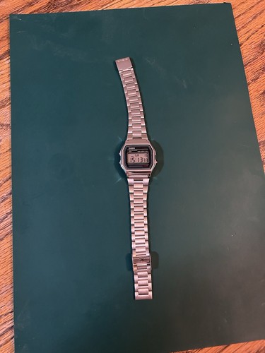 Casio 593 A158W Watch Retro Alarm Chrono Quartz Digital Stainless Steel ...