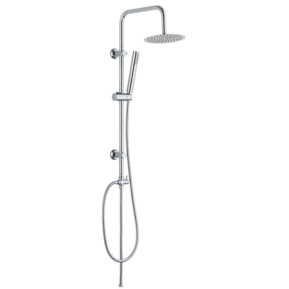 Traditional Bath Shower Mixer With 3 Way Round Rigid Riser Kit & Basin ...