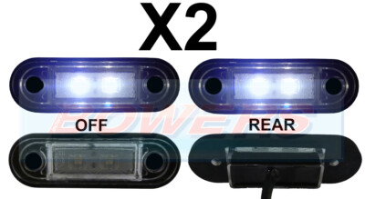 2 x 12V/24V FLUSH FIT WHITE FRONT LED MARKER LAMPS / LIGHTS TRUCK VAN ...