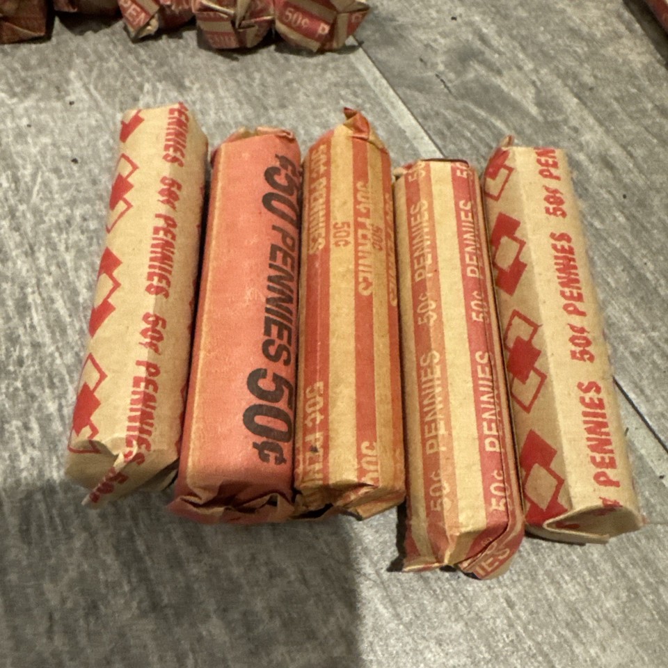 Penny Roll UNSEARCHED Lot Of 5 Sealed Penny Rolls! Free Shipping ...