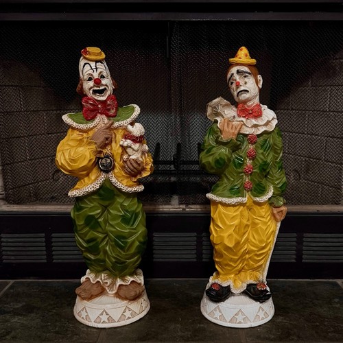 Vintage 1966 Universal Statuary 24” Clown Pair – Happy And Sad Faces | eBay
