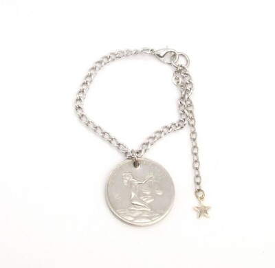 5 3/4" Silver Tone LIBRA Zodiac Charm Chain Bracelet Inspirational ...