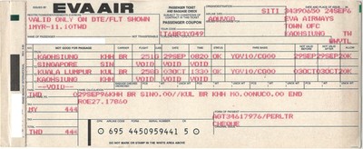 RBF現貨 RBF EVA AIR PAPER FLIGHT TICKET TICKET-EVA *FREE SHIPPING* | eBay