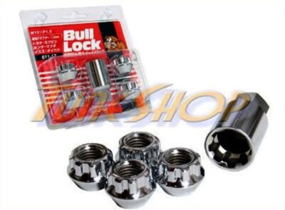 KICS 4 BULL LOCK 12X1.5 1.5 ACORN WHEELS RIMS LOCK LUG NUTS OPEN END ...
