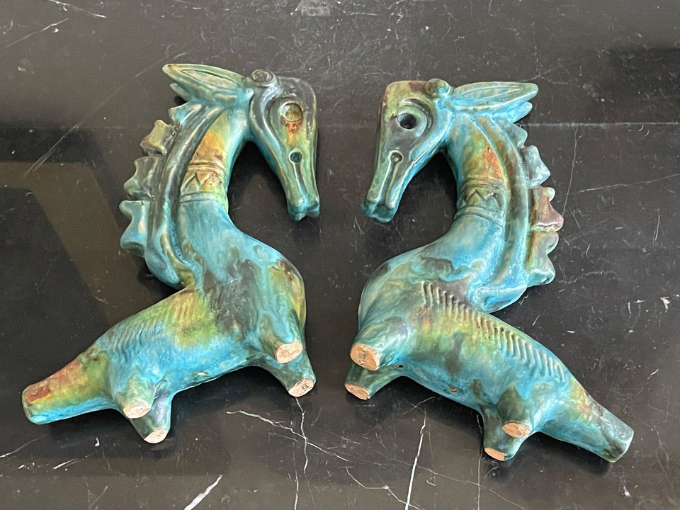 Mid Century Alvino Bagni Pair of Sea Garden Glaze Whimsical Ceramic ...