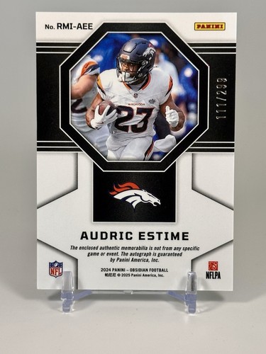 2024 Obsidian Audric Estime Dual Patch Auto Rookie 111/299 | eBay