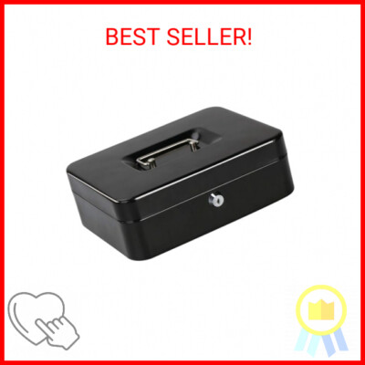 Jssmst Locking Large Metal Cash Box with Money Tray,Lock Box,Black | eBay
