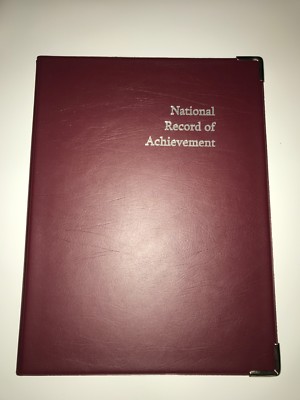 NATIONAL RECORD OF ACHIEVEMENT A4 FOLDER IN PLUM-BURGUNDY LEATHER LOOK ...