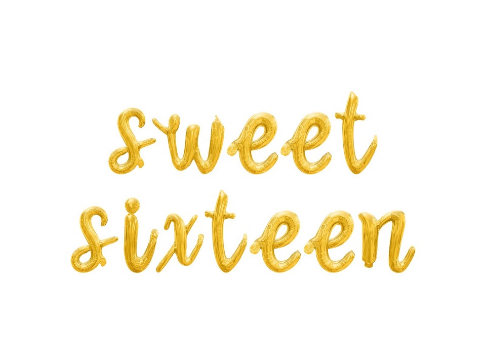 SWEET SIXTEEN Cursive Letter Balloon Banner - 16th Birthday Party ...