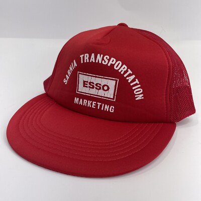 Vintage 1988 ESSO Oil Fuel Sarnia Ontario Red Mesh SnapBack Foam ...