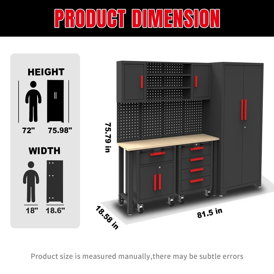 Torin Garage Storage Cabinets System, 6-Pcs Workshop Cabinet Set in ...
