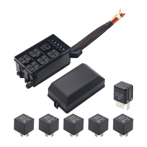 6 Way Wired Relays Box 12V Car 4 Pin Relays And Fuses Holder for Car ...