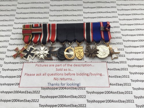 German WW2 1957 Navy Veteran Bundeswehr 10 Miniature Medal Bar Iron ...