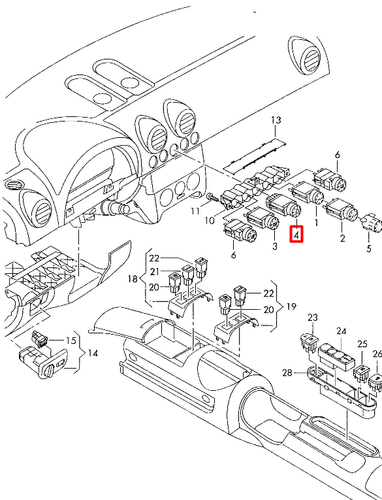 Hazard Warning Light Switch Audi TT / TTS 1999-06 8N0941509B Genuine ...