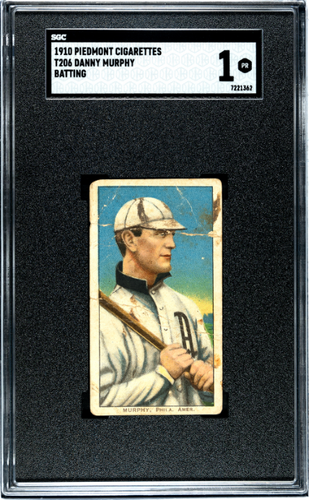 1909 T206 DANNY MURPHY POOR PIEDMONT 350 BATTING SGC 1 PHILADELPHIA ...