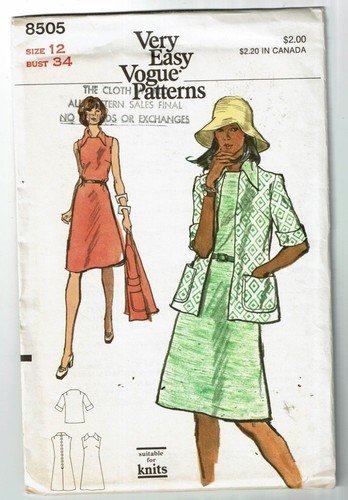 Vogue # 8505 VTG Dress and Jacket Pattern Sz: 12 Uc | eBay
