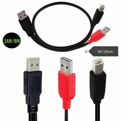 Dual USB 2.0 A Male To B Male Y Splitter Cable for Printer Scanner ...
