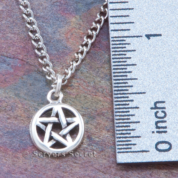 925 sterling silver PENTACLE PENTAGRAM Charm Pendant & Necklace small ...